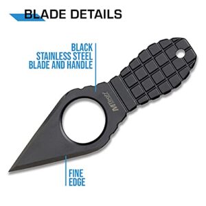 MTech USA – Fixed Neck Knife - Black Blade and Handle, Full Tang, Includes Nylon Fiber Sheath w/ Pocket Clip and Ball Chain - Hunting, Camping, Survival, Tactical, EDC – MT-588BK