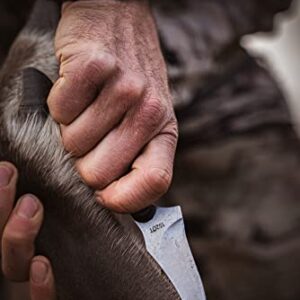 Old Timer 7.1in Full Tang Skinner Knife, 3.3in Clip Point Blade, Black Handle, Leather Sheath - For Hunting, Camping, Outdoors