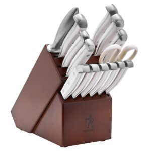 henckels statement razor-sharp 15-piece white handle knife set with block, german engineered knife informed by over 100 years of mastery