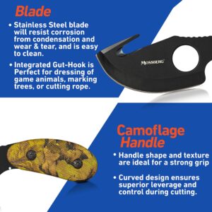 Mossberg Fixed Blade Knife, All in One Skinning Knife with Gut-Hook, for Hunters and Outdoors Enthusiasts