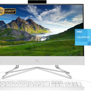 HP 2022 Newest All-in-One Desktop, 21.5" FHD Display, Intel Celeron J4025 Processor, 8GB RAM, 256GB PCIe SSD, Webcam, HDMI, RJ-45, Wired Keyboard&Mouse, WiFi, Windows 11 Home, White