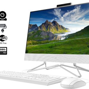 HP 2022 Newest All-in-One Desktop, 21.5" FHD Display, Intel Celeron J4025 Processor, 8GB RAM, 256GB PCIe SSD, Webcam, HDMI, RJ-45, Wired Keyboard&Mouse, WiFi, Windows 11 Home, White