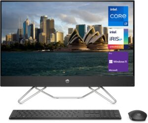 hp all-in-one business desktop, 27" fhd micro-edge display, 12th gen intel core i7-1255u, 4gb ram, 2tb ssd, hdmi, rj-45, webcam, wireless kb&mouse, wi-fi 6, windows 11 pro