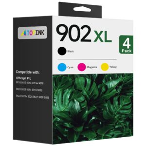 902xl ink cartridges combo pack replacement for hp 902 xl ink cartridge work with hp officejet pro 6960 6978 6968 6975 6970 6958 6962 6979 6950 6951 printer (black cyan magenta yellow, 4-pack)