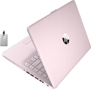 hp stream 14" hd brightview laptop, intel celeron n4020 processor, 4gb ram, 64gb ssd, intel hd graphics, 720p webcam, 1 year office 365, pink, win 11 s, 32gb hotface usb card