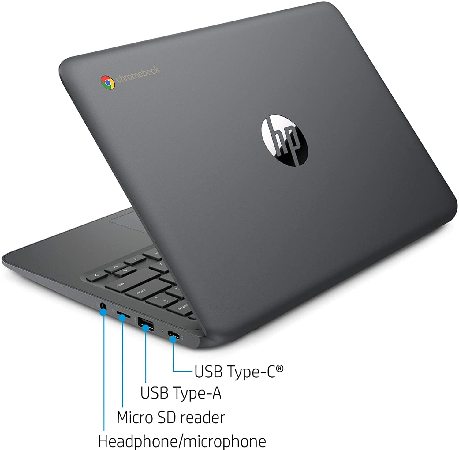 HP 11.6" Chromebook, Intel Celeron N3350 Dual-core, Intel HD Graphics 500, 4GB Memory 32GB eMMC Flash Memory+64GB Micro SD Card, Bluetooth, Webcam, Wi-Fi, Chrome OS, Ash Gray