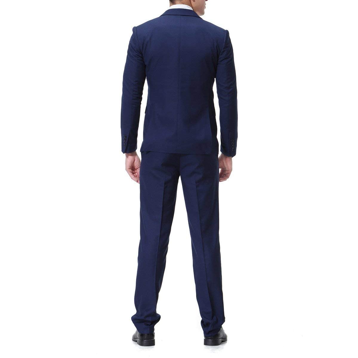 Mens Modern Fit 3-Piece Suit Blazer Jacket Tux Vest and Trousers,Navy,Small