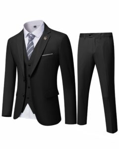 eastside men's 3 pieces , slim fit 2 buttons tux, vest &pants set coat suit, black, x-large