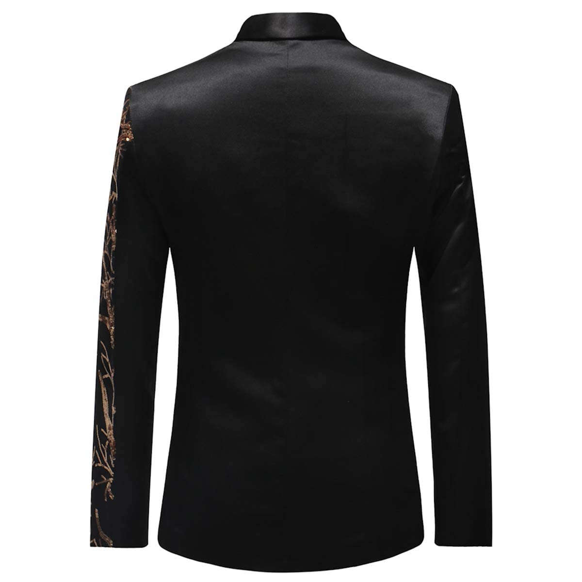 Mens Stylish Dinner Tux Dress Blazer Gold Sequin Slim Fit Suit Jacket Sport Coat XX-Large