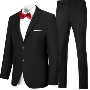 men's suits slim fit 2 piece black suits tux regular fit for men wedding suit prom homecoming outfits dress blazer pants set size m