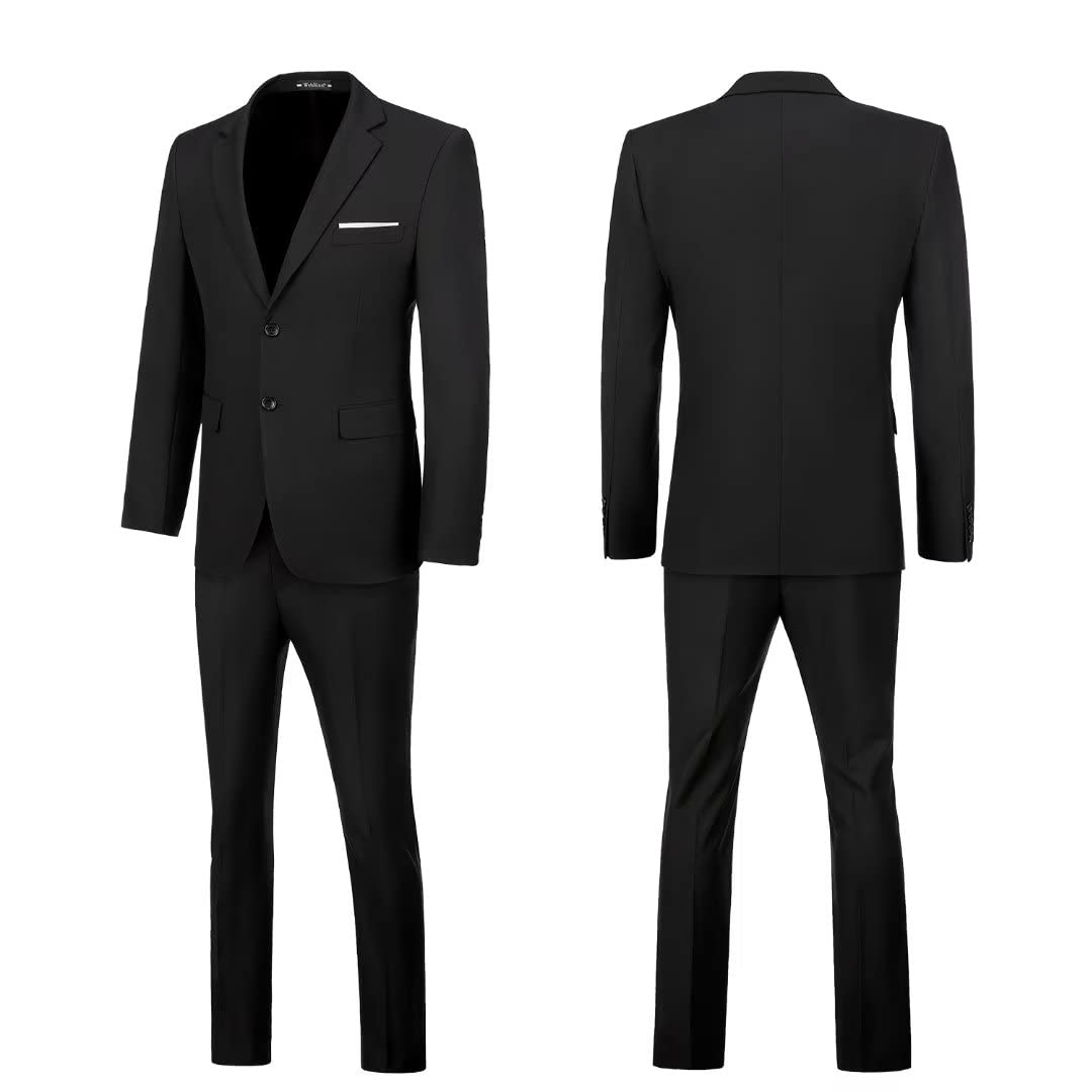 Men's Suits Slim Fit 2 Piece Black Suits Tux Regular Fit for Men Wedding Suit Prom Homecoming Outfits Dress Blazer Pants Set Size M