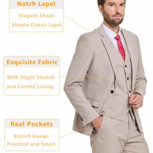 MrSure Men’s 3 Piece Suit Blazer, Slim Fit Tux with One Button, Jacket Vest Pants & Tie Set for Party, Wedding and Business Black