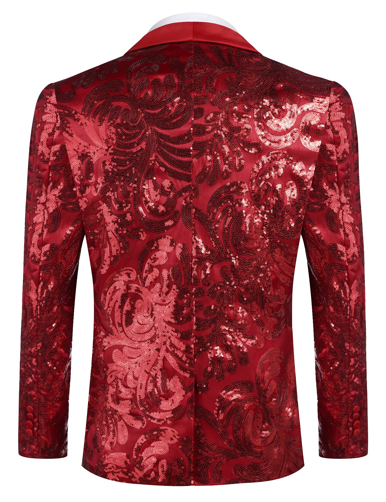 COOFANDY Red Sequin Blazer Men Shiny Christmas Floral Tux Dinner Jackets Stage Blazers Christmas Prom Party Red, S