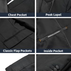 MAGE MALE Men's 2 Piece Suit Peaked Lapel One Button Slim Fit Formal Wedding Prom Suits Blazer Pants with Bow Tie Set