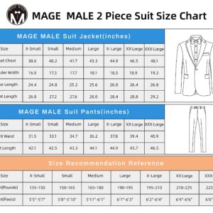 MAGE MALE Men's 2 Piece Suit Peaked Lapel One Button Slim Fit Formal Wedding Prom Suits Blazer Pants with Bow Tie Set