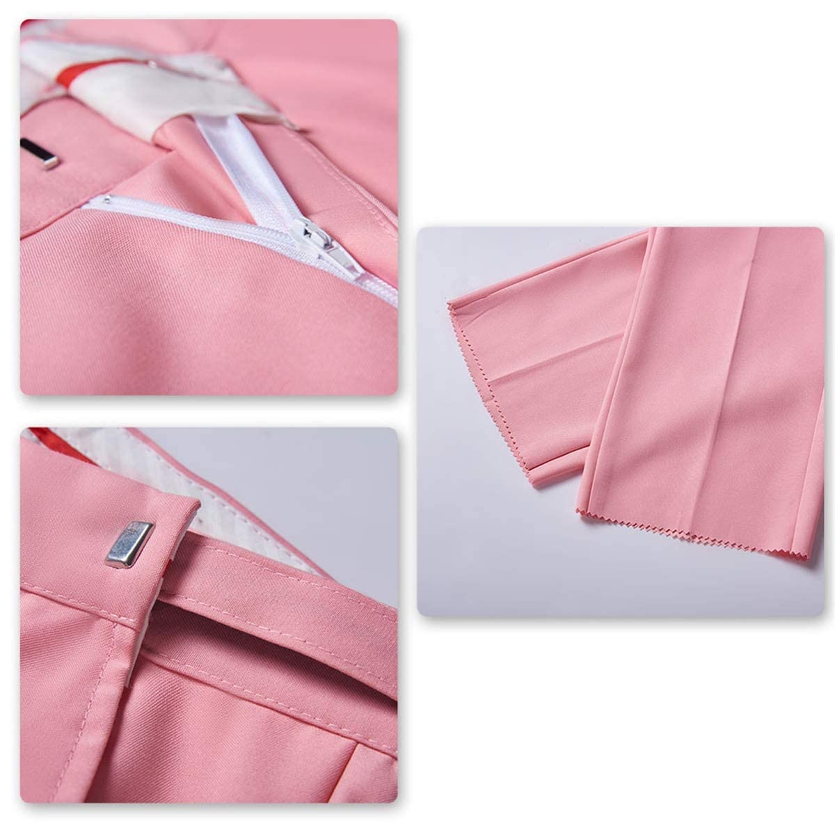 Men's Suit Single-Breasted One Button Center Vent 2 Pieces Slim Fit Formal Suits,Pink,X-Large