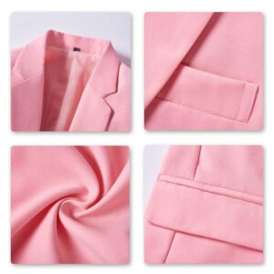 Men's Suit Single-Breasted One Button Center Vent 2 Pieces Slim Fit Formal Suits,Pink,X-Large