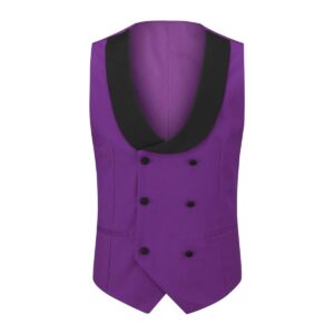 YFFUSHI Men's 3 Piece Suit Slim Fit One Button Prom Suits Set Blazer Vest Trousers Purple