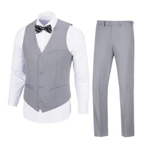 joylyjome grey vest and pants for men slim fit wedding prom suit 2 pieces suit dress tux suit casual waistcoat pants set xl