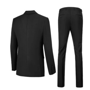 Mens Suit Slim Fit 3 Piece Suits for Men Formal Bussiness Prom Tuxedos Suit Wedding Party Suit Blazer Vest Pants & Tie Black XS