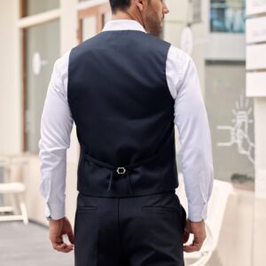 COOFANDY Men's 2 Piece Suit Slim Fit Two Button Blazer Jacket Business Wedding Prom Tuxedo Vest Set Black