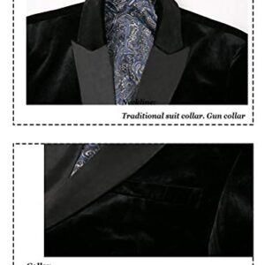 THWEI Mens Velvet Blazer Slim Fit Suit Jacket One Button Tuxedo Blazer Wedding Prom Dinner Black M