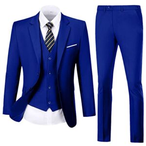 men's suit slim fit 3 piece suit set royal blue suits for men prom wedding groomen suit blazer jacket pants set business tuxedo men s