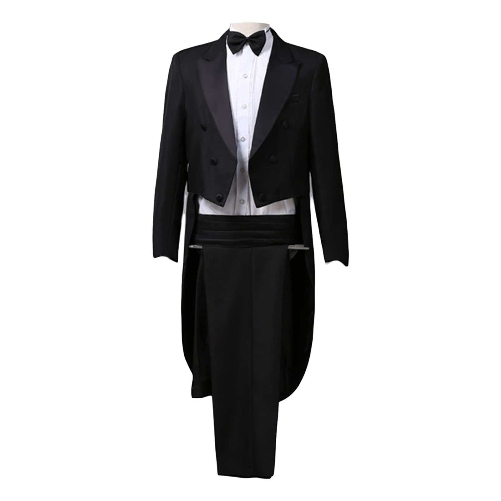 Men's 2 Piece Tuxedo Jacket Set Slim Fit Tailcoat Blazer & Pants Swallowtail Dinner Party Wedding Tux Dress Coat (Black 1,Medium)