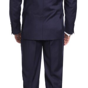 Mens Classic Fit Solid Navy Blue Two Button Wool Suit Size: 48L