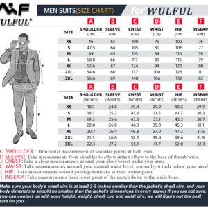 WULFUL Men’s Suit Slim Fit One Button 3-Piece Suit Blazer Dress Business Wedding Party Jacket Vest & Pants Wine Red