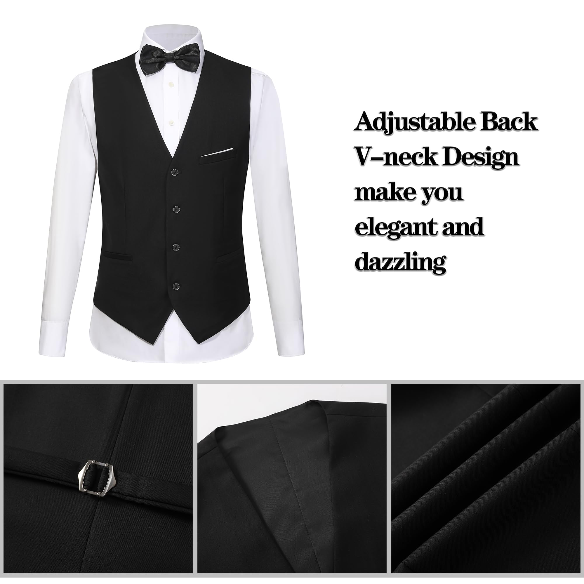 LiveZou Black and Red Suits for Men Classic Fit Tuxedo Blazer Vest Pants Set 3 Pieces Groom Groomsmen Wedding Prom Dress Suit Size XS