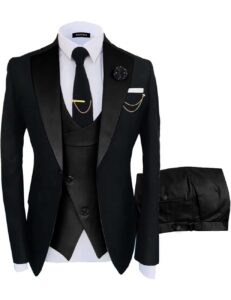 wangyue 3 piece black suits for men fashion suits slim fit dress suits