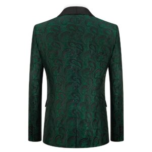 Mens Suits 3 Piece Slim Fit Tuxedo for Men Paisley Suit Prom Tux Shawl Lapel One Button Blazer Vest Pants Set Green