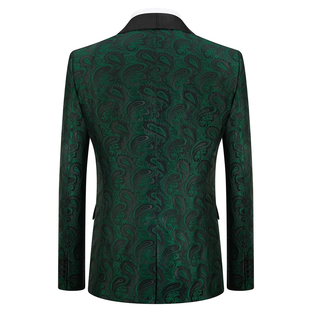 Mens Suits 3 Piece Slim Fit Tuxedo for Men Paisley Suit Prom Tux Shawl Lapel One Button Blazer Vest Pants Set Green