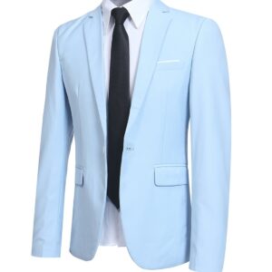 Slim Fit 2 Piece Suit For Men One Button Casual/Formal/Wedding Tuxedo,Small,Light Blue