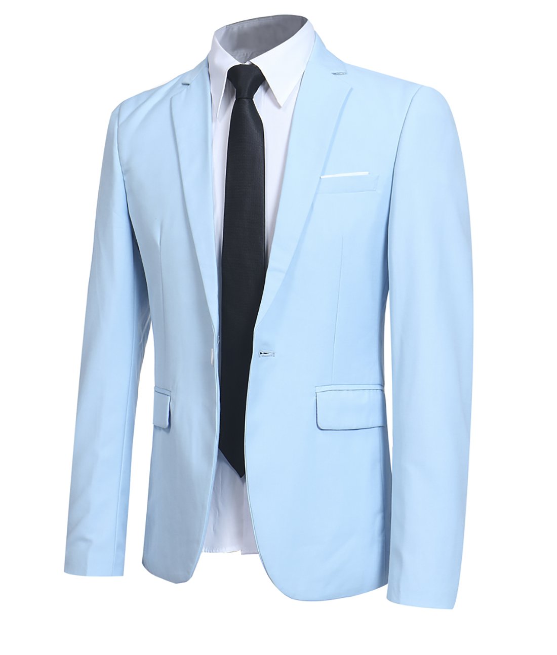 Slim Fit 2 Piece Suit For Men One Button Casual/Formal/Wedding Tuxedo,Small,Light Blue