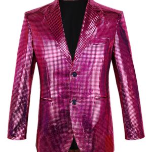 Nawgut Sequin Blazer Metallic Slim Suit 2 Piece Set Disco Prom Shiny Outfit Wedding Party Banquet Fashion Jacket Pant for Mens Adult-Small