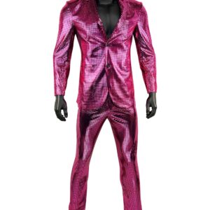 Nawgut Sequin Blazer Metallic Slim Suit 2 Piece Set Disco Prom Shiny Outfit Wedding Party Banquet Fashion Jacket Pant for Mens Adult-Small