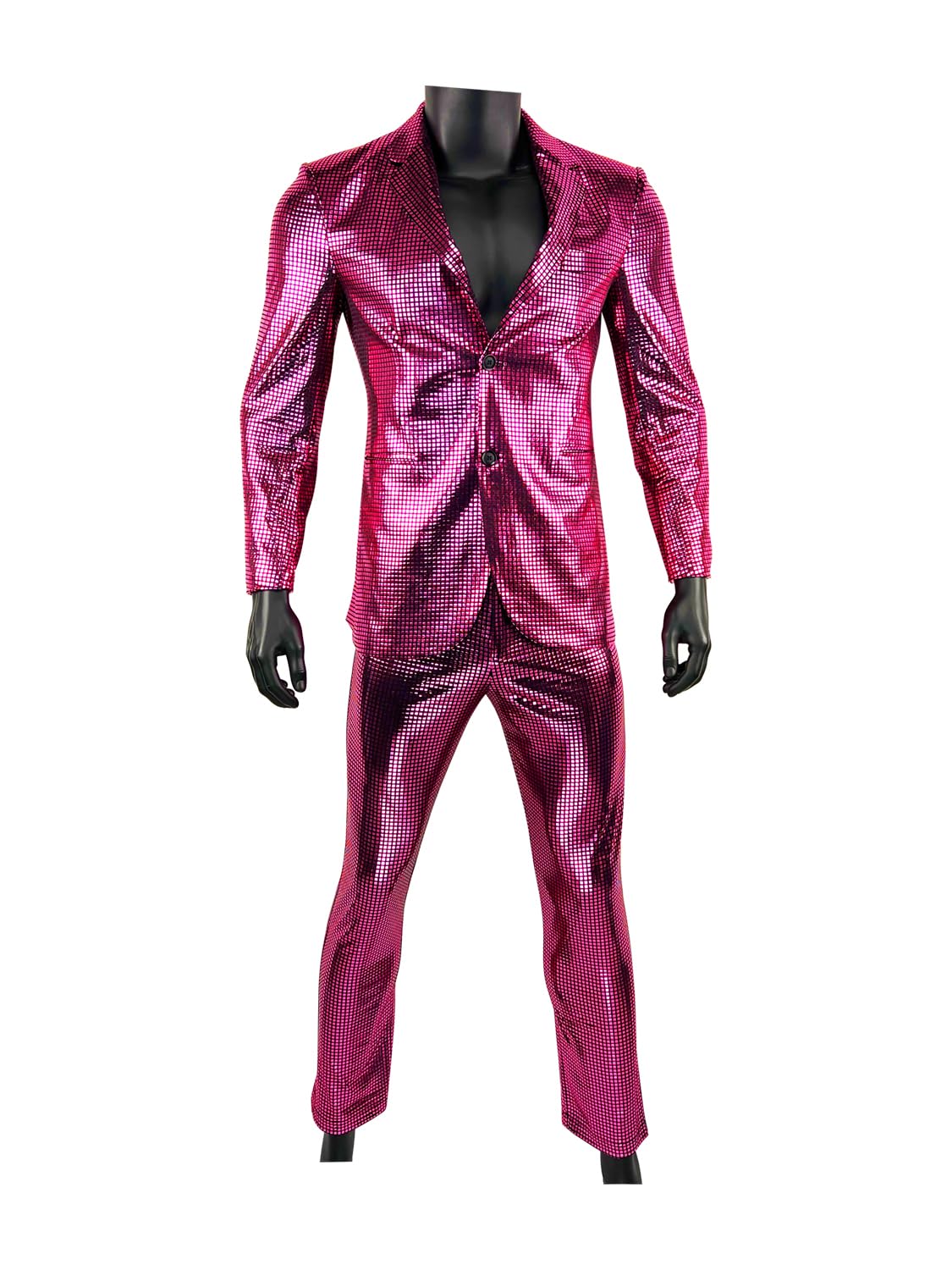 Nawgut Sequin Blazer Metallic Slim Suit 2 Piece Set Disco Prom Shiny Outfit Wedding Party Banquet Fashion Jacket Pant for Mens Adult-Small