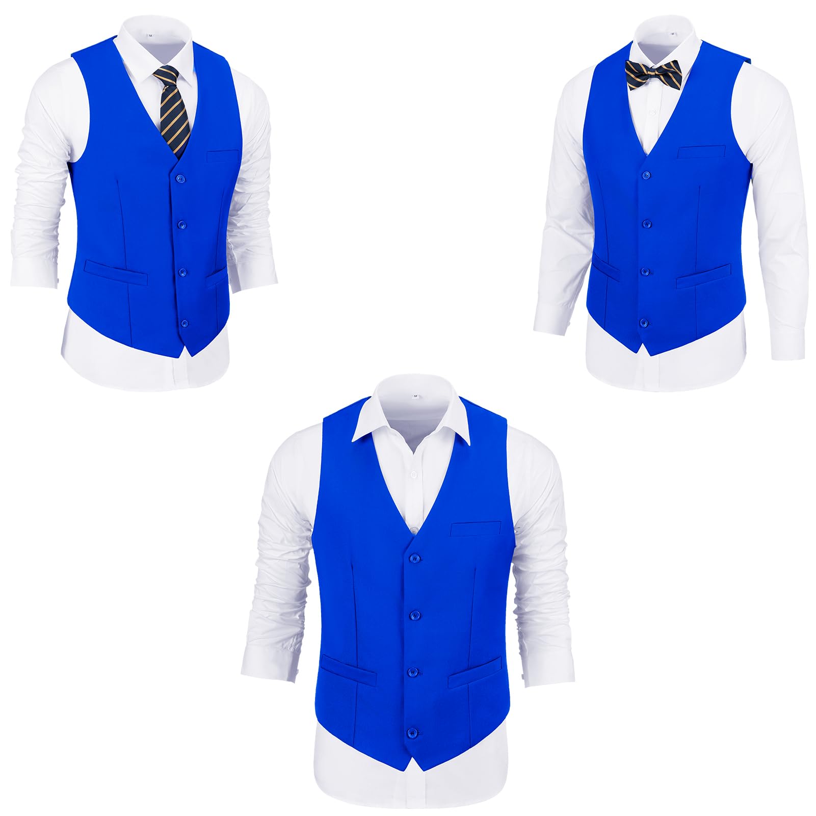 Men's 2 Piece Slim Fit Suit Set,Wedding Dress Tux Vest Pants Set Formal Prom Tuxedo Suits for Men with Tie Royal Blue S