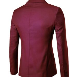 Cloudstyle Men's 2-Piece Suits Slim Fit 1 Button Dress Suit Jacket Blazer & Pants Set Wine Red