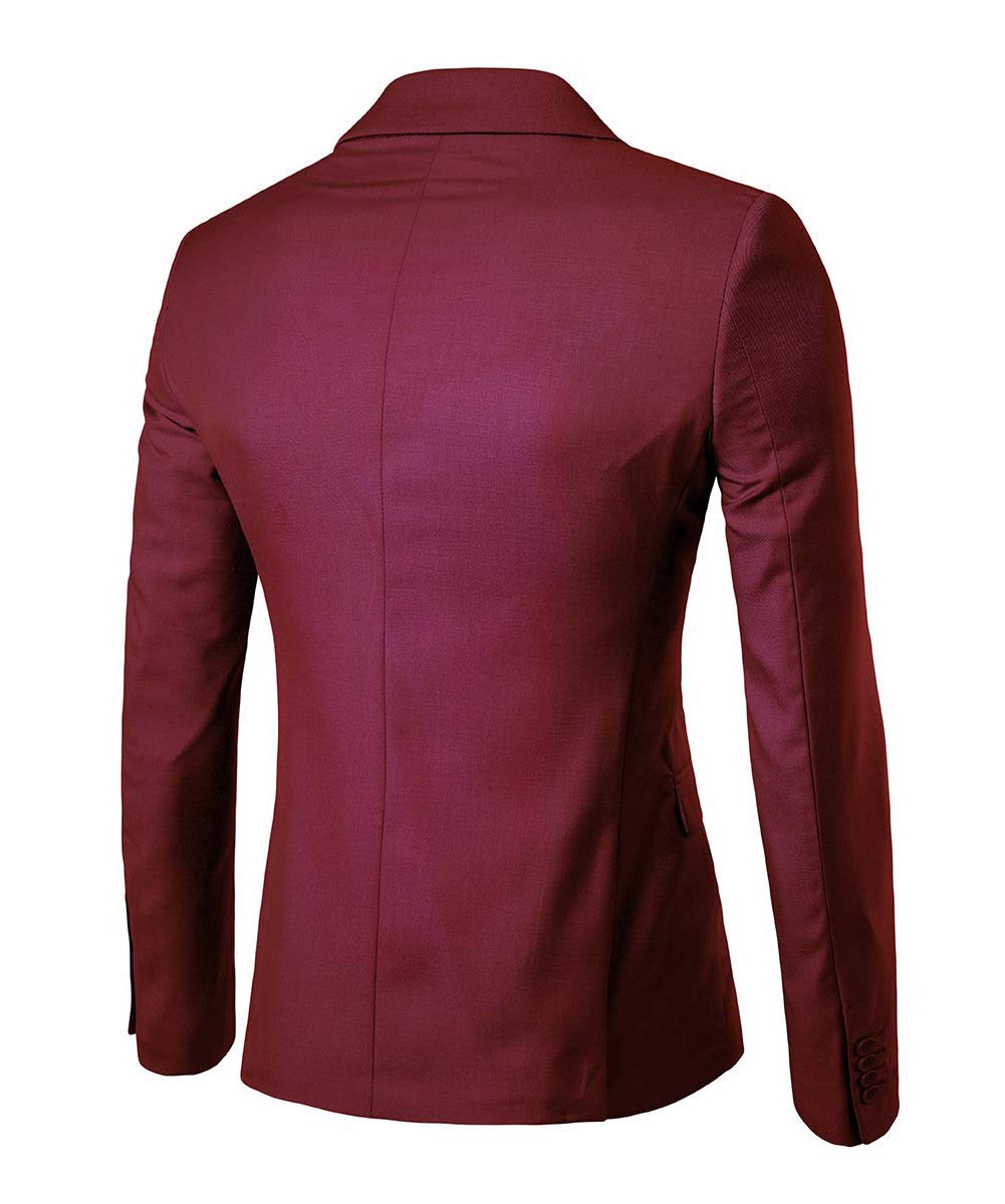 Cloudstyle Men's 2-Piece Suits Slim Fit 1 Button Dress Suit Jacket Blazer & Pants Set Wine Red