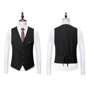 Christmas Suits for Men 2/3 Pcs,Slim Fit Christmas Snowflake Jacket Blazer Party Wedding Tuxedo Tux & Pants & Vest Set(Black,S)