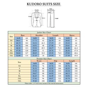 KUDORO Mens Velvet 3 Piece Suits Slim Fit Peaked Lapel One Button Tuxedo Dinner Jacket Vest Pants Suit Black