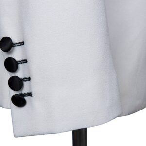 Mens White with Black Shawl Lapel Slim Fit Dress Suit Set Single Breasted Blazer Jacket Pants Tux,36chest/30waist