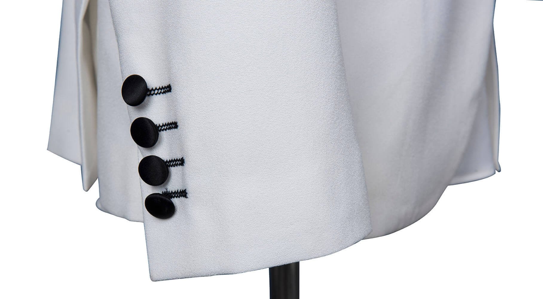 Mens White with Black Shawl Lapel Slim Fit Dress Suit Set Single Breasted Blazer Jacket Pants Tux,36chest/30waist