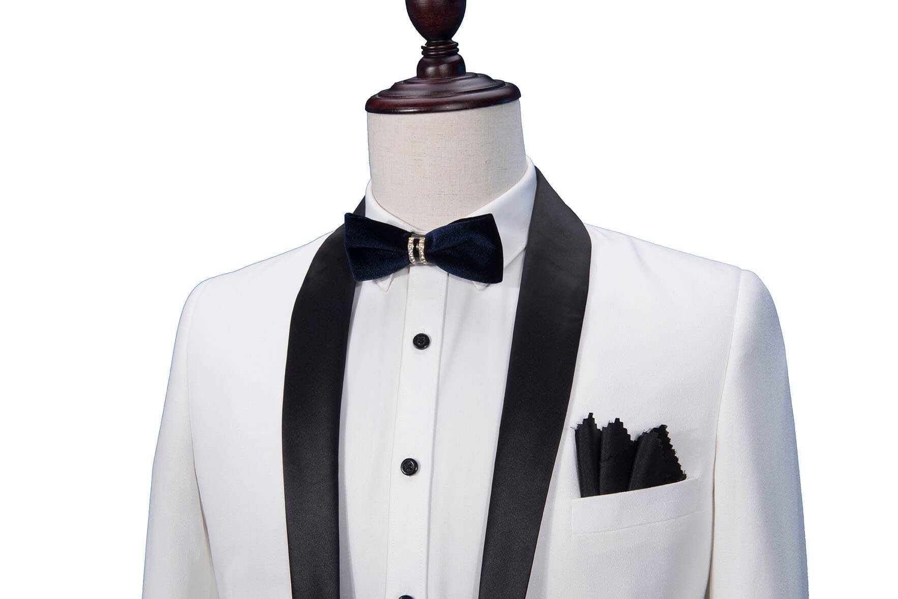 Mens White with Black Shawl Lapel Slim Fit Dress Suit Set Single Breasted Blazer Jacket Pants Tux,36chest/30waist