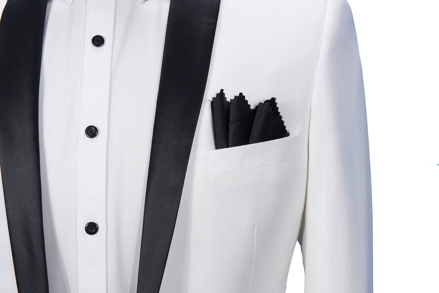 Mens White with Black Shawl Lapel Slim Fit Dress Suit Set Single Breasted Blazer Jacket Pants Tux,36chest/30waist