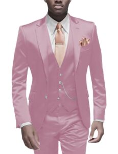 dusty rose satin men suit slim fit tuxedo 3 piece suit for men suits prom party blazer wedding suit men, 3xl