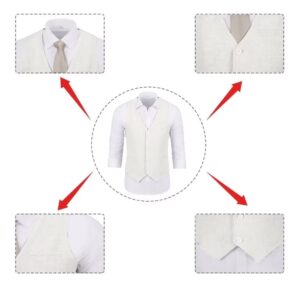 2 Piece Linen Suits for Men Slim Fit Formal Ivory Wedding Suit Groomsmen Prom Tux Suit for Summer Beach Suit Vest Pants XS